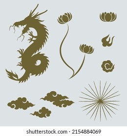 Asian Traditional Illustration Set Vector Stock Vector (Royalty Free ...