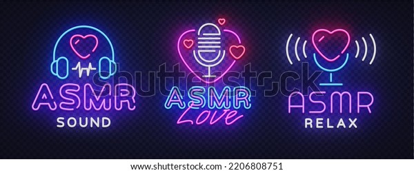 Asmr Neon Signs Set Vector Asmr Stock Vector (Royalty Free) 2206808751 ...