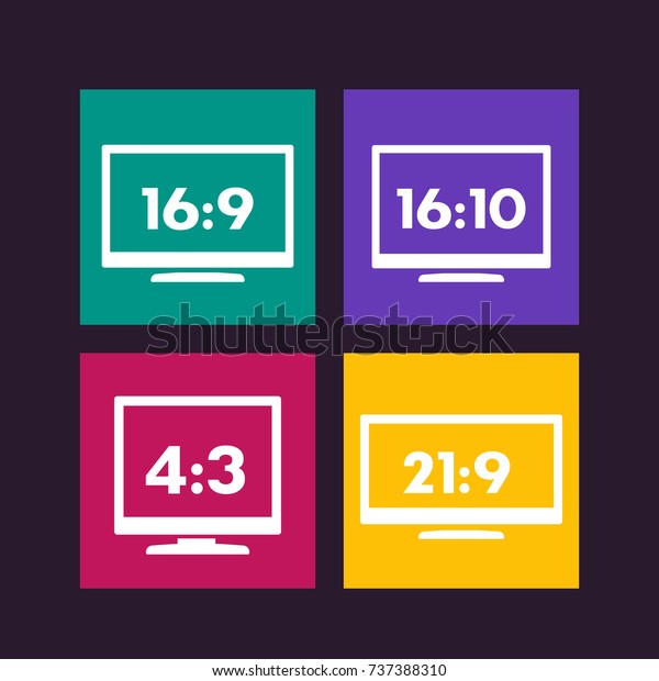 Aspect Ratio Icons Widescreen Usual Monitors Stock Vector (Royalty Free ...