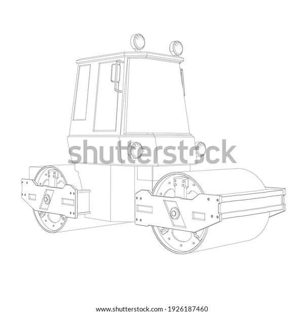 Asphalt Paving Machine Outline Side View Stock Vector (Royalty Free ...