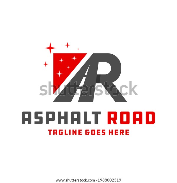 asphalt road construction logo design with letters AR