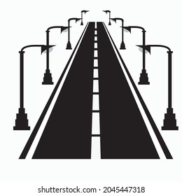 Asphalt Road Side Lights Stock Vector (Royalty Free) 2045447318 ...