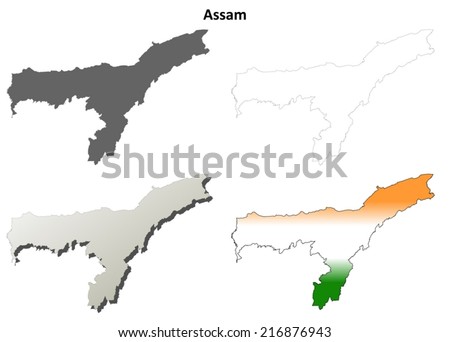 Assam Blank Detailed Outline Map Set Stock Vector (Royalty Free ...