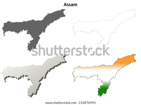 Assam Blank Detailed Outline Map Set Stock Vector (Royalty Free) 216876943