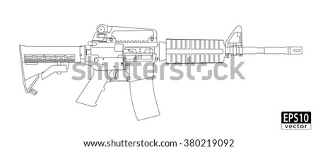 Assault Gun Wireframe Orthographic Side View Stock Vector (Royalty Free ...