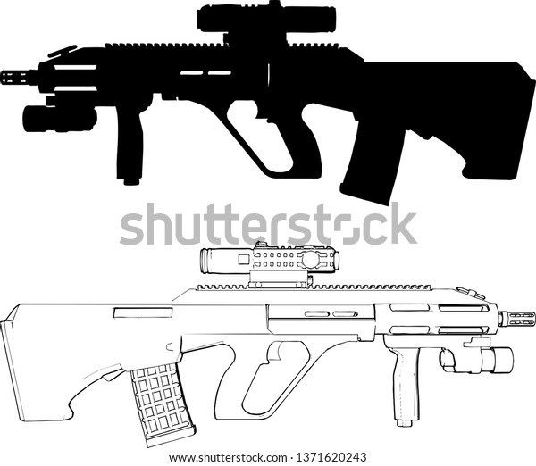Assault Rifle Automatic Gun Illustration Vector Stock Vector (Royalty ...