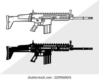 Assault Rifle Svg Printable Vector Illustration Stock Vector (Royalty ...