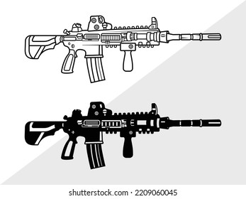 Assault Rifle Svg Printable Vector Illustration Stock Vector (Royalty ...