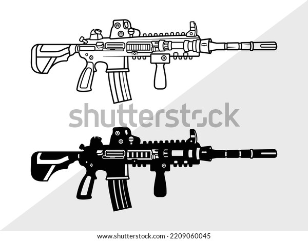 Assault Rifle Svg Printable Vector Illustration: vetor stock (livre de ...