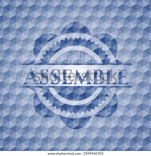 Assemble Blue Polygonal Badge Vector Illustration Stock Vector (Royalty ...