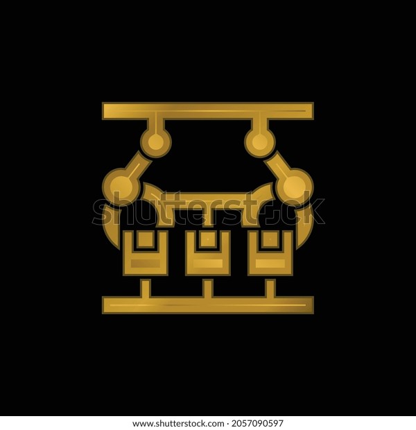 Assembling Gold Plated Metalic Icon Logo Stock Vector (Royalty Free ...