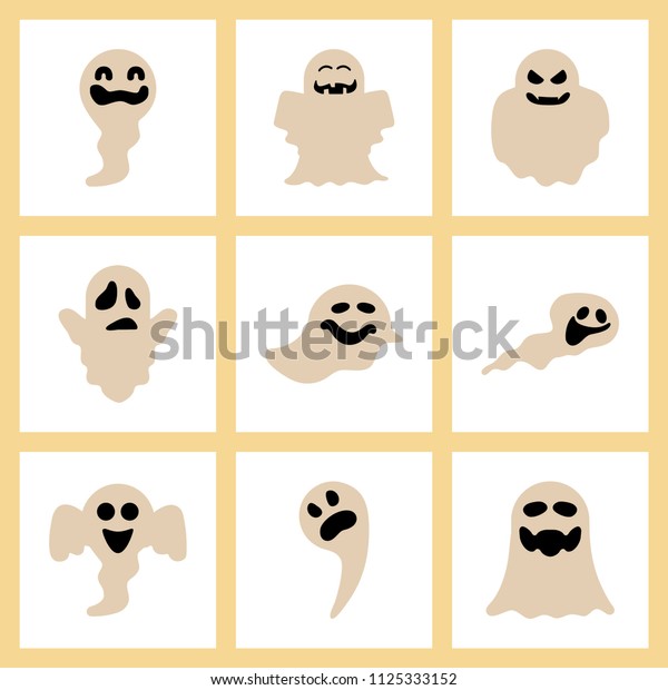 Assembly Flat Icons Halloween Ghost Stock Vector (Royalty Free ...