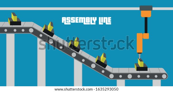 Assembly Line Poster Industrial Machinery Business Stock Vector ...