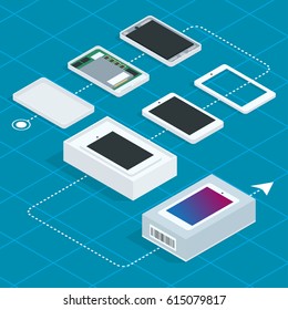 Assembly Phone Isometric Vector Illustration Stock Vector (Royalty Free ...