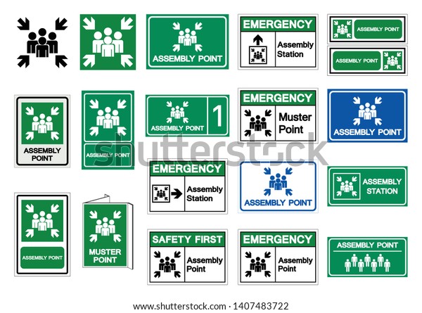 Assembly Point Set Symbol Sign Vector Stock Vector (Royalty Free ...