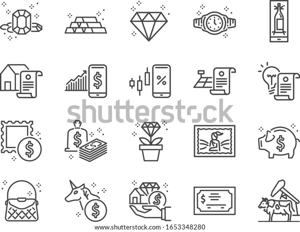 Asset Line Icon Set Included Icons Stock Vector (Royalty Free ...