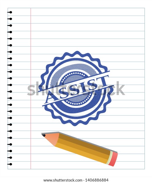 Assist Emblem Draw Pen Effect Blue Stock Vector (Royalty Free ...
