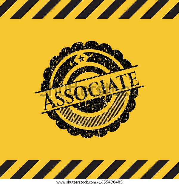 Associate Grunge Black Emblem Yellow Background Stock Vector (Royalty ...