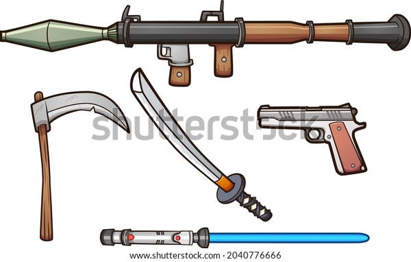 Assorted Cartoon Weapons Vector Clip Art: vetor stock (livre de ...