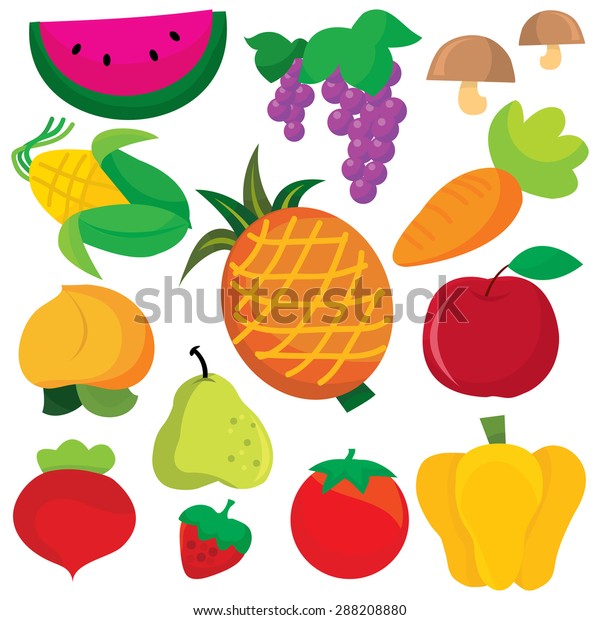Assorted Collection Fruits Vector Illustration Stock Vector (Royalty ...