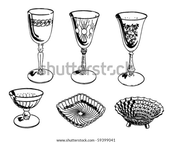 Assorted Glassware Retro Clip Art Stock Vector (Royalty Free) 59399041 ...