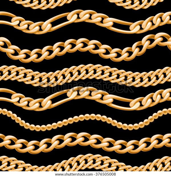 Assorted Golden Chains On Black Background Stock Vector (Royalty Free ...