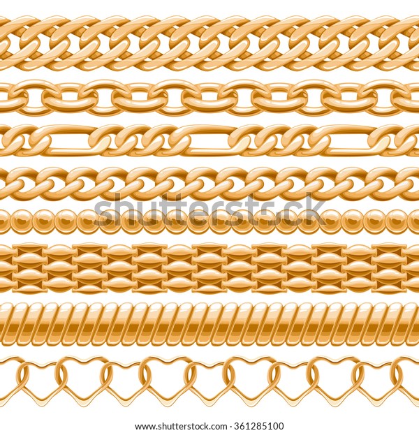 Assorted Golden Chains On White Seamless Stock Vector (Royalty Free ...