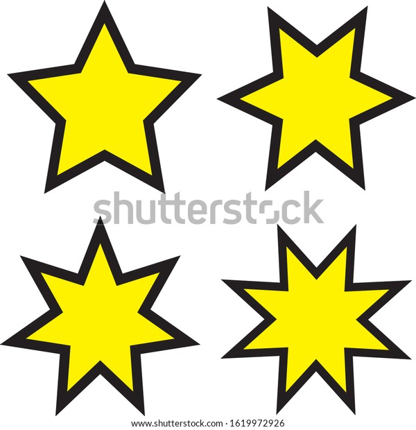 Assorted Isolated Yellow Star Icons Black Stock Vector (Royalty Free ...