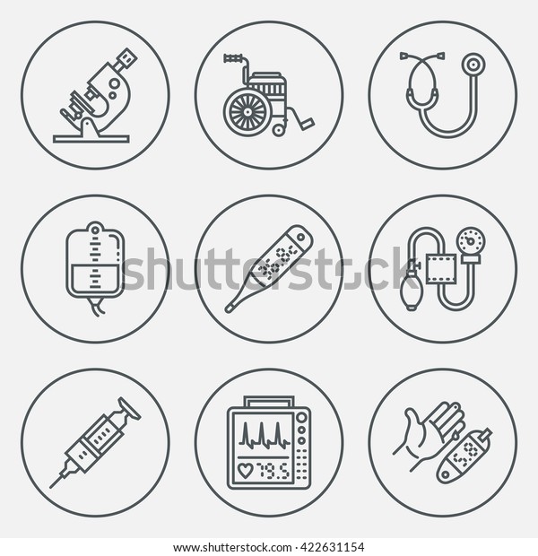 Assorted Medical Devices Circle Icon Set Stock Vector (Royalty Free ...