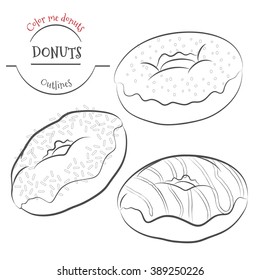 Assorted Vector Donuts Line Drawing Contour Stock Vector (Royalty Free ...