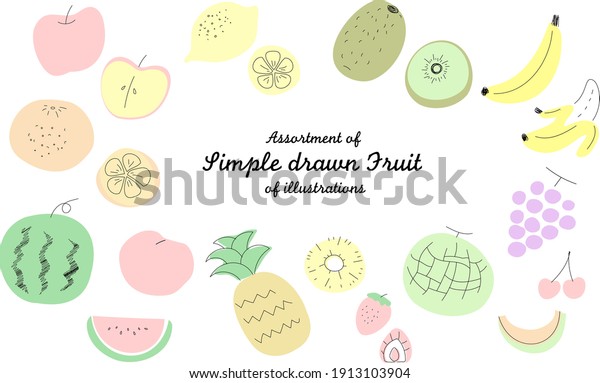 Assortment Simple Drawn Fruit Illustrations Stock Vector (Royalty Free ...