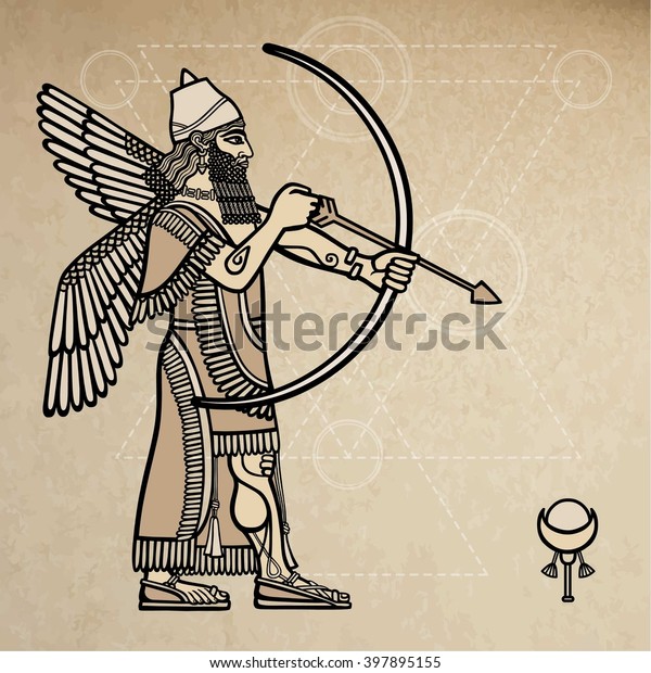 Assyrian Archer Background Imitation Old Paper Stock Vector (Royalty ...