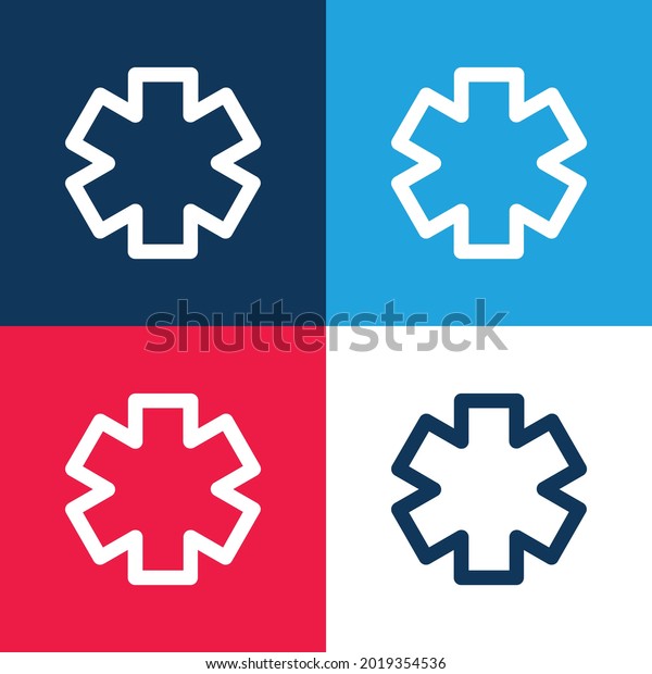 Asterisk Outline Variant Blue Red Four Stock Vector (Royalty Free ...