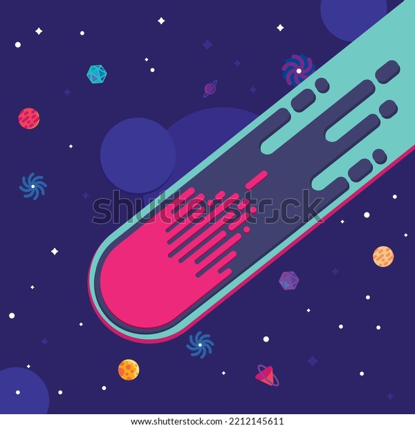 Asteroid Meteor Red Glow Going Down Stock Vector (Royalty Free ...