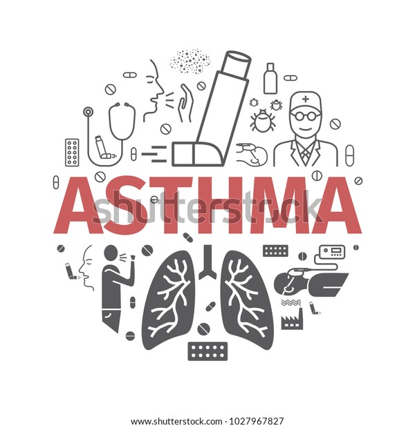 Asthma Banner Symptoms Asthma Icons Vector Stock Vector Royalty Free