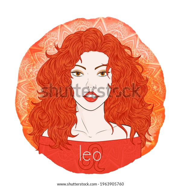 Astrology Card Zodiac Sign Leo Beautiful Stock Vector Royalty Free