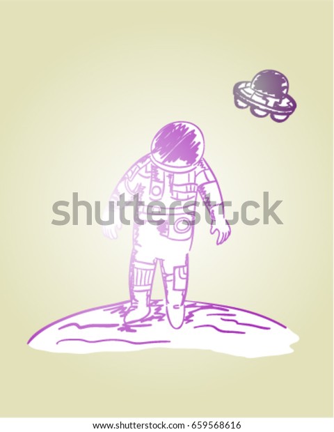 Astronaut Hand Drawing Sketch Vector Art Stock Vector (Royalty Free ...