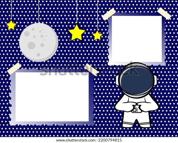 Astronaut Kid Cartoon Picture Frame Album Stock Vector (Royalty Free ...
