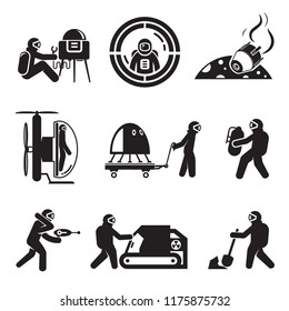Astronaut Space Exploration Stick Figure Pictogram 스톡 벡터(로열티 프리 ...