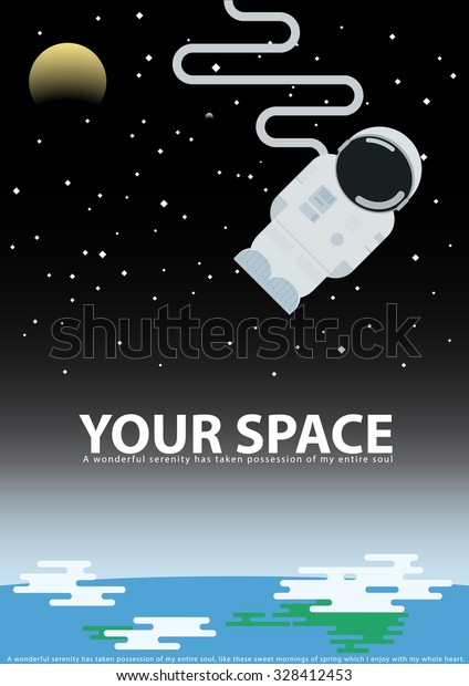 Astronaut Space Planet Layout Text Poster: เวกเตอร์สต็อก (ปลอดค่า ...