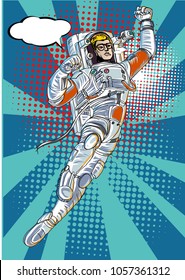 Astronauts Fly Space Atmosphere Backgroundcomic Space Stock Vector ...