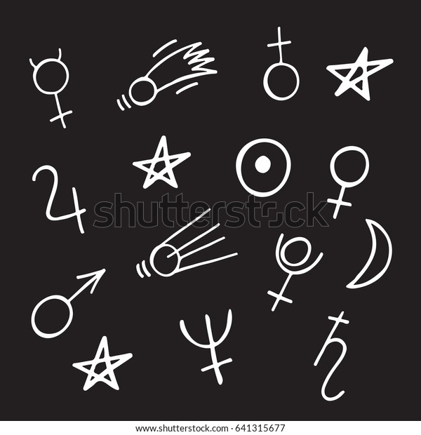 Astronomical Symbols Set Hand Drawn Astronomical Stock Vector (Royalty ...