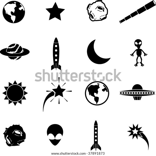 Astronomy Astronautics Symbols Set Stock Vector (Royalty Free) 37891873 ...