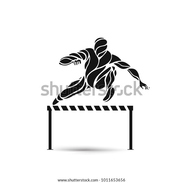 Athlete Jumping Hurdle Vector Illustration 스톡 벡터(로열티 프리) 1011653656