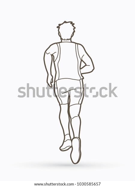 Athlete Runner Man Runner Running Outline Stock Vector (Royalty Free ...