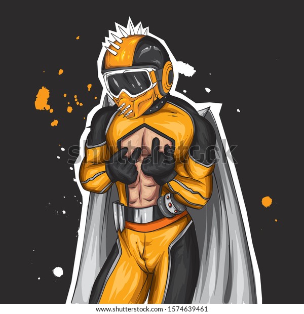 Athletic Guy Superhero Costume Helmet Spikes: vector de stock (libre de ...