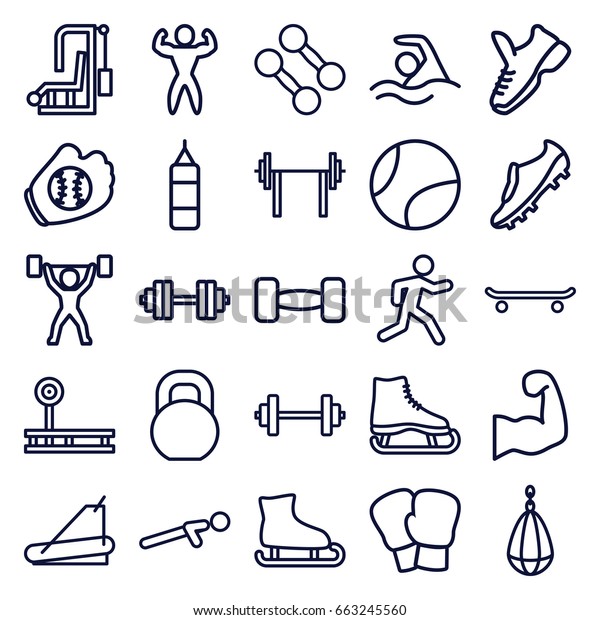 Athletic Icons Set Set 25 Athletic Stock Vector (Royalty Free) 663245560