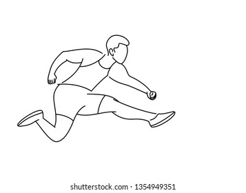 Athletic Man Practicing Long Jump Track Stock Vector (Royalty Free ...