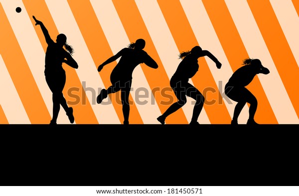 Athletic Woman Shot Put Vector Background Stock Vector (Royalty Free ...