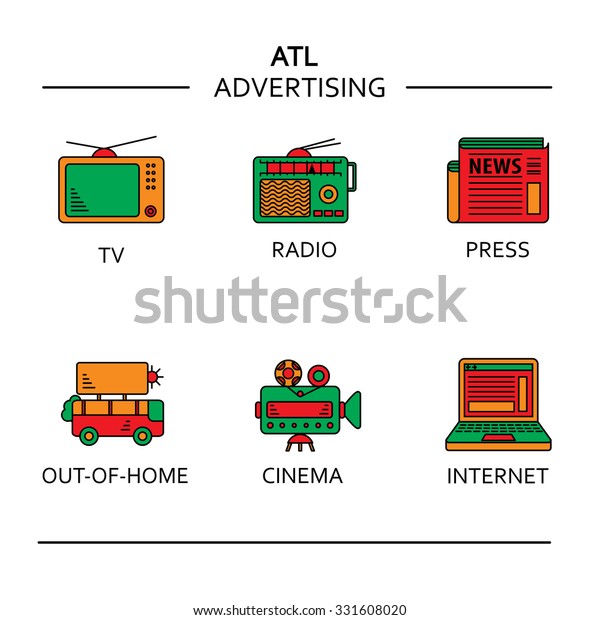 Atl Communications Symbols Collection Present Services Stock Vector ...